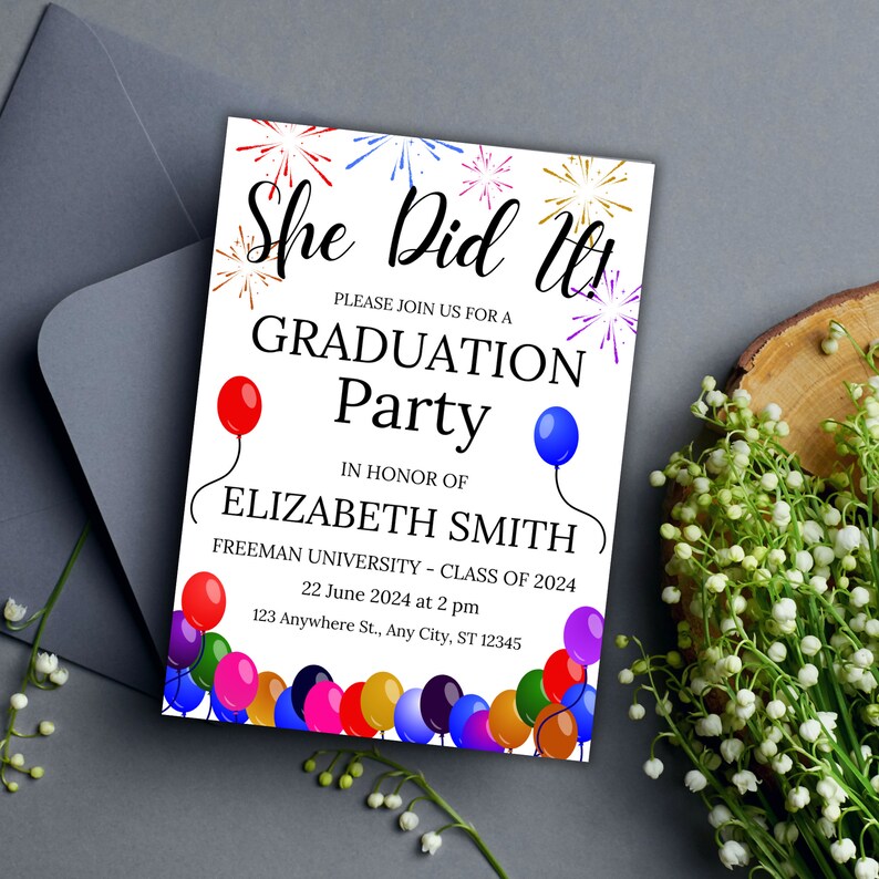 Editable Graduation Ceremony Invitation Canva Template, Grad Party ...