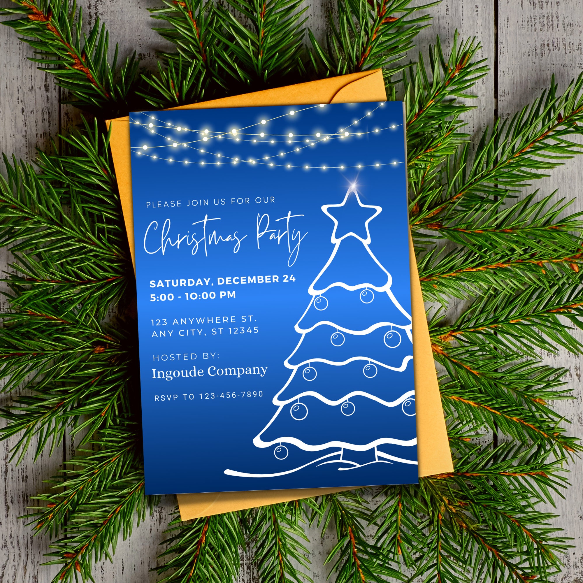 Christmas Party Invitation Canva Template, Printable Christmas Evite ...