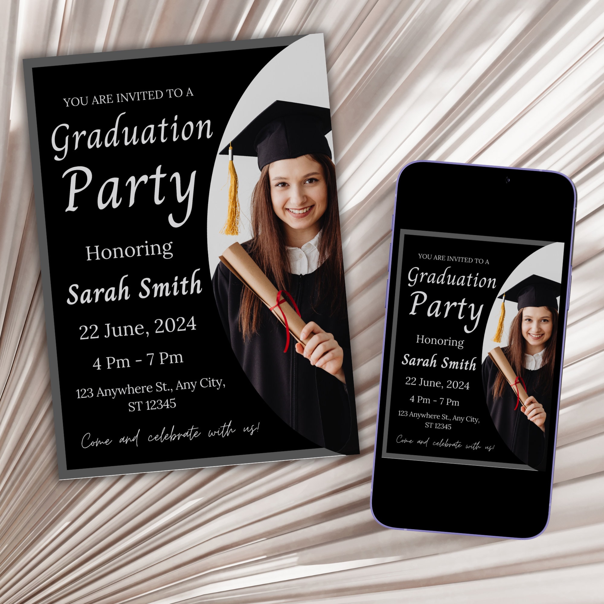 Editable Graduation Party Invitation Canva Template, Grad Party Invite ...