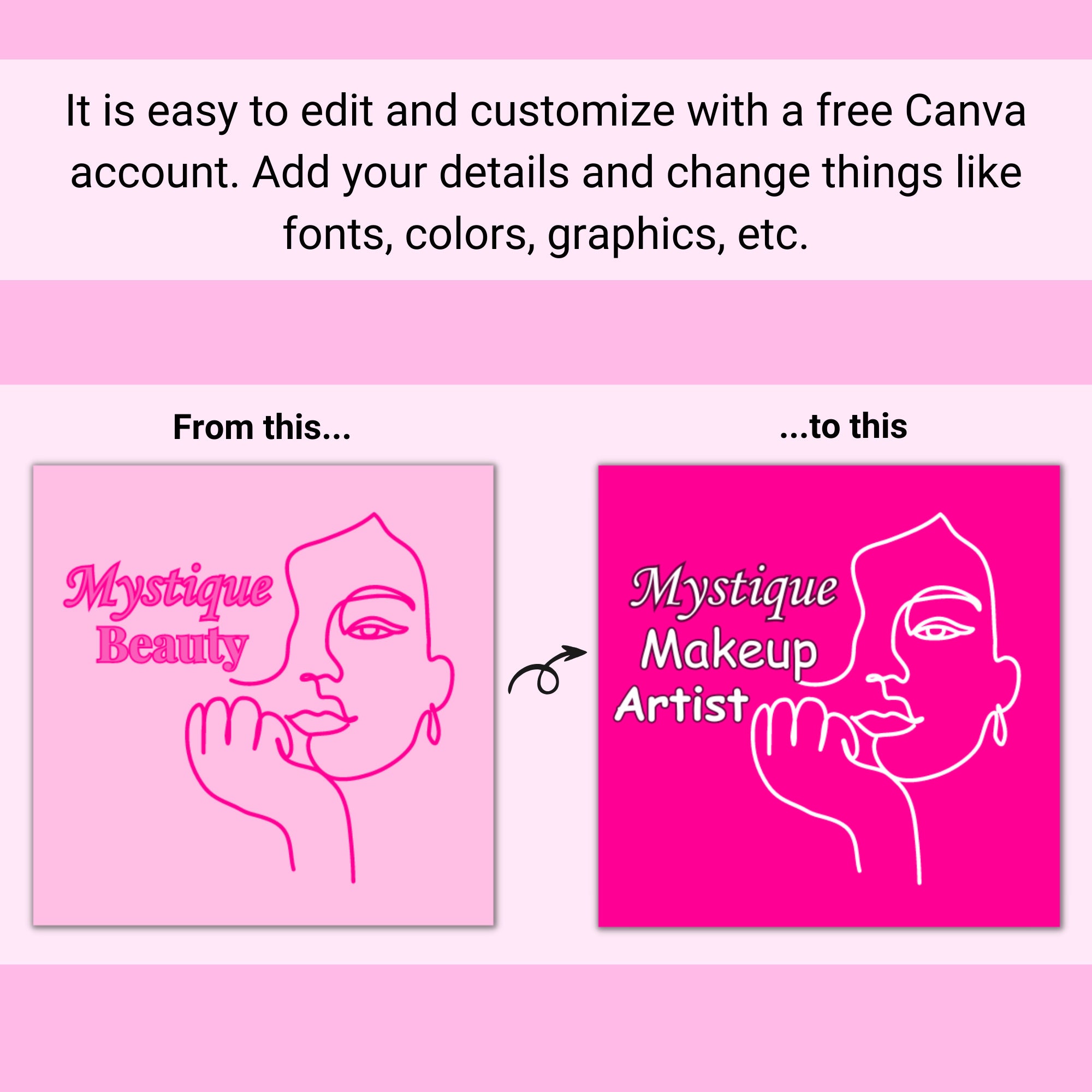 Premade Pink Beauty Logo, Professional Business Logo Canva Template ...