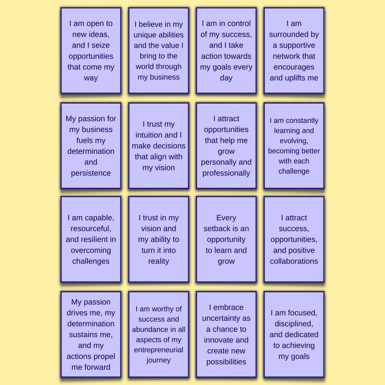 50 Printable Positive Affirmation Cards for Entrepreneurs, Self ...