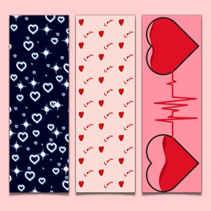 Printable Hearts Bookmark Set, Cute Bookish Bookmarks, Gift for Book ...
