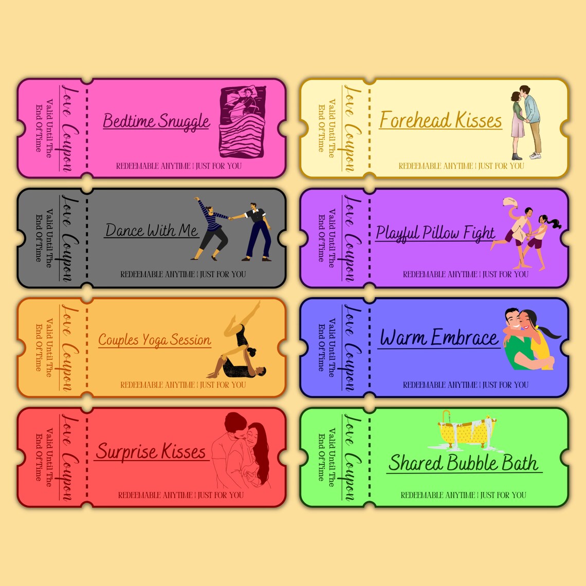 40 Printable Physical Touch Love Coupons for Him and Her, Couple ...