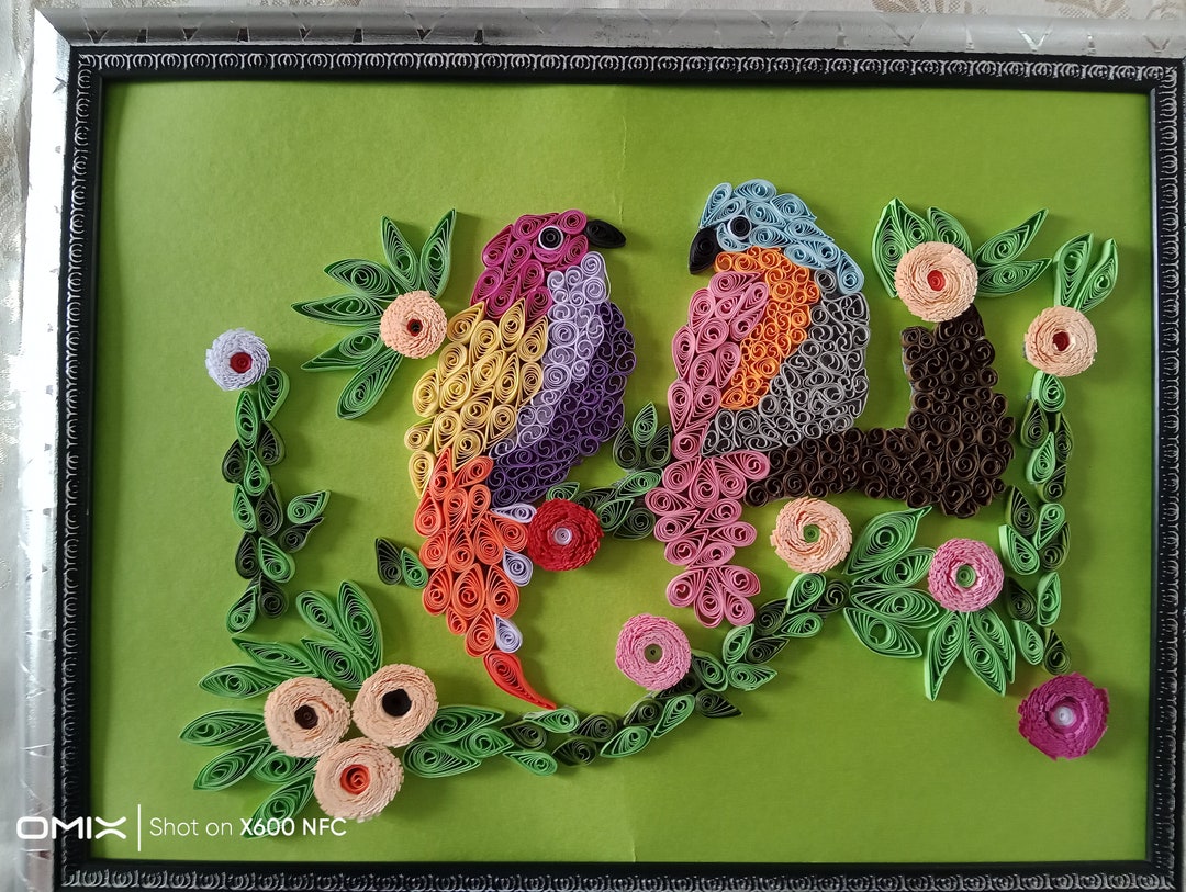 Quilled Bird Art, 3D Framed Paper Wall Decor, Handmade - Etsy