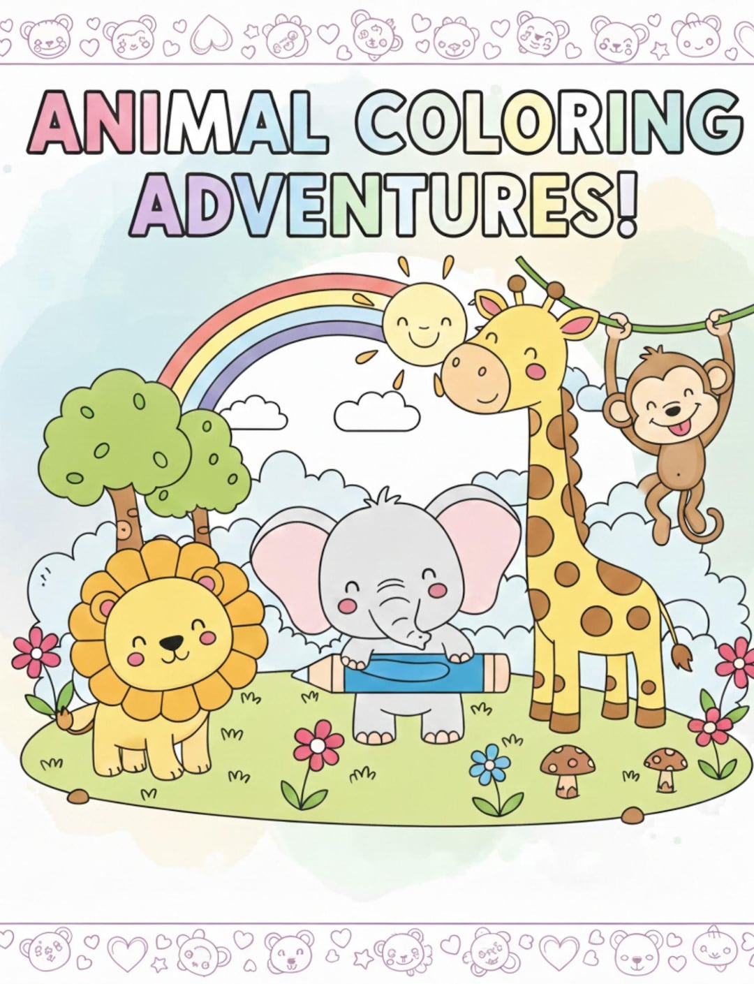 Animal Coloring Book, 40 Printable Pages, Toddler & Preschool (PDF ...
