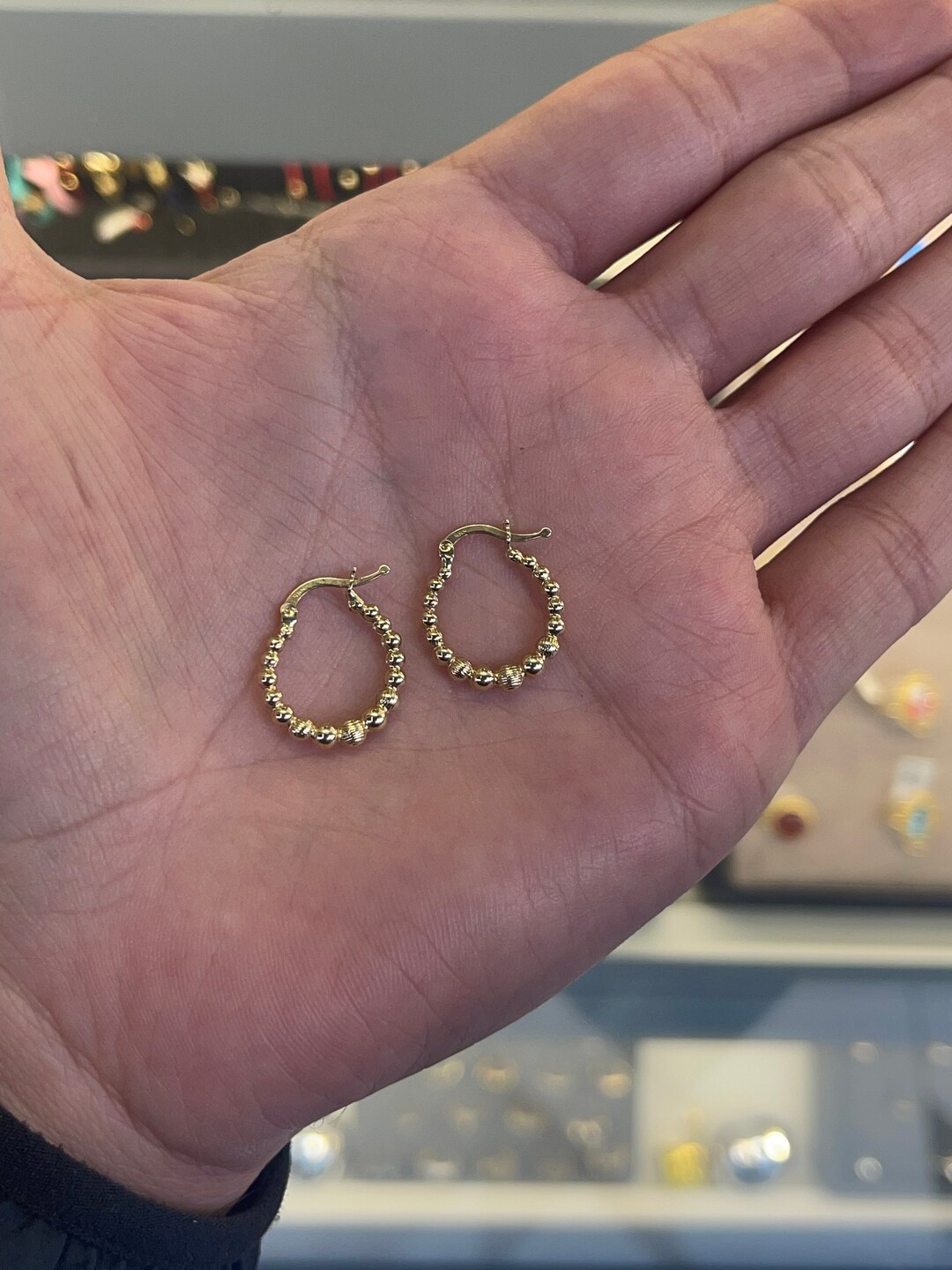 Gold Ball Earrings /14K Solid Gold Ball Hoop Earrings / Minimalist ...