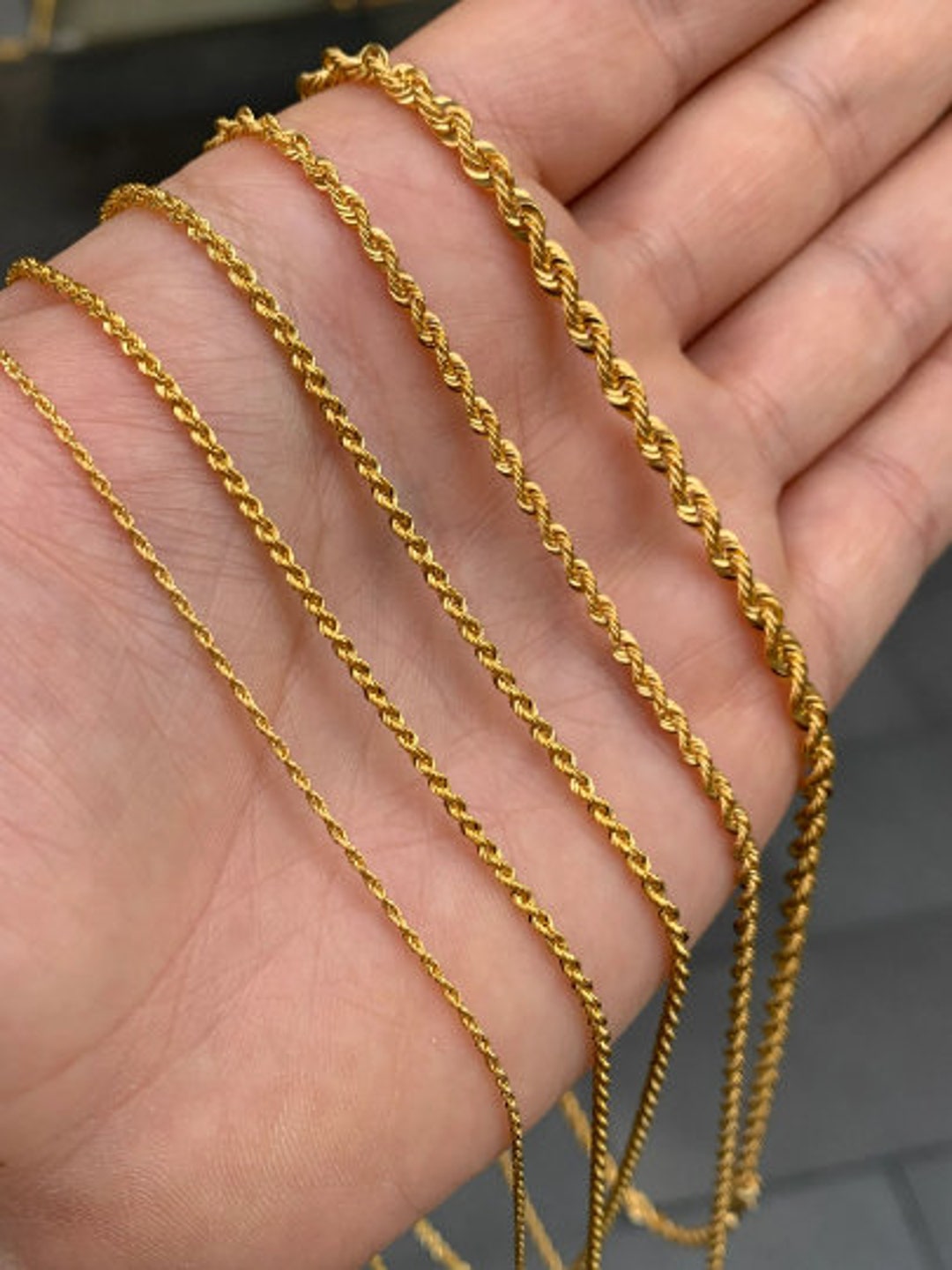 Solid 14K Gold Rope Chain Necklace /rope Chain Gold/ Gold Chain - Etsy