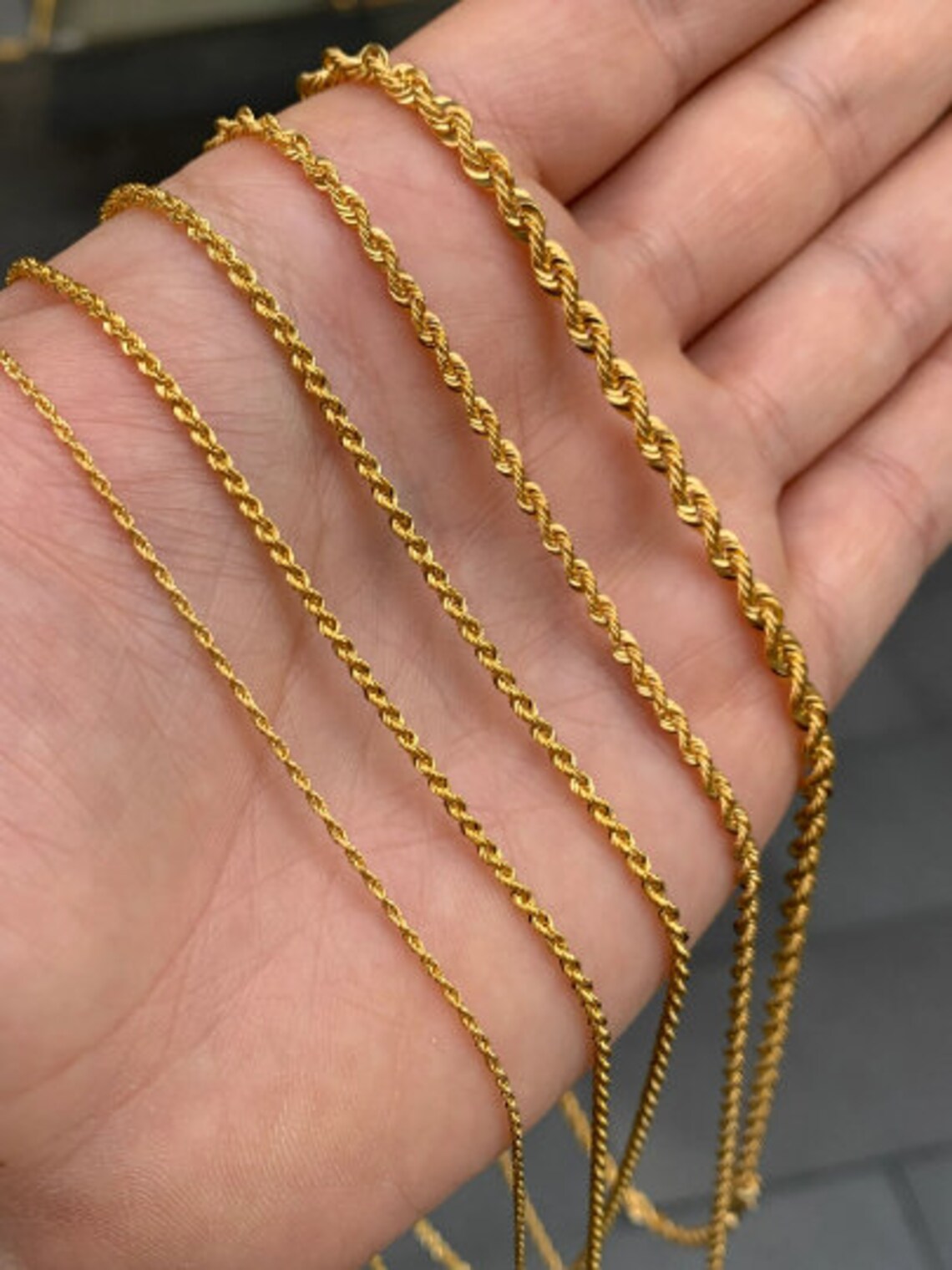 Solid 14K Gold Rope Chain Necklace /rope Chain Gold/ Gold Chain - Etsy