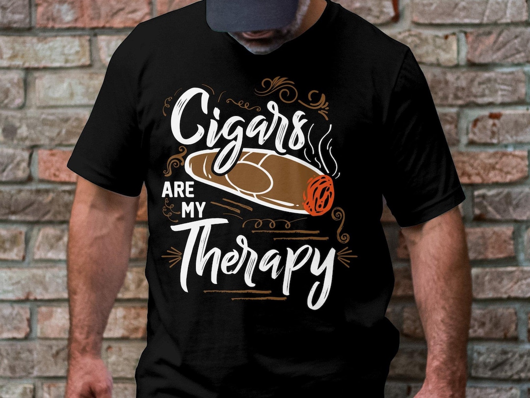 Cigars Are My Therapy Men's T-shirt, Cigar Theme, Cigar Lover, Men's ...