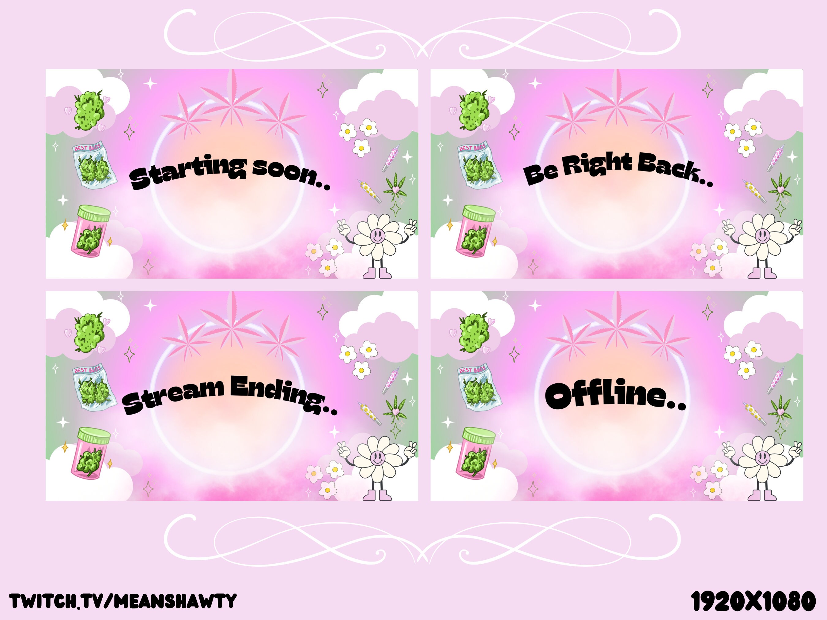 Girly 420 ANIMATED Twitch Screens - Etsy