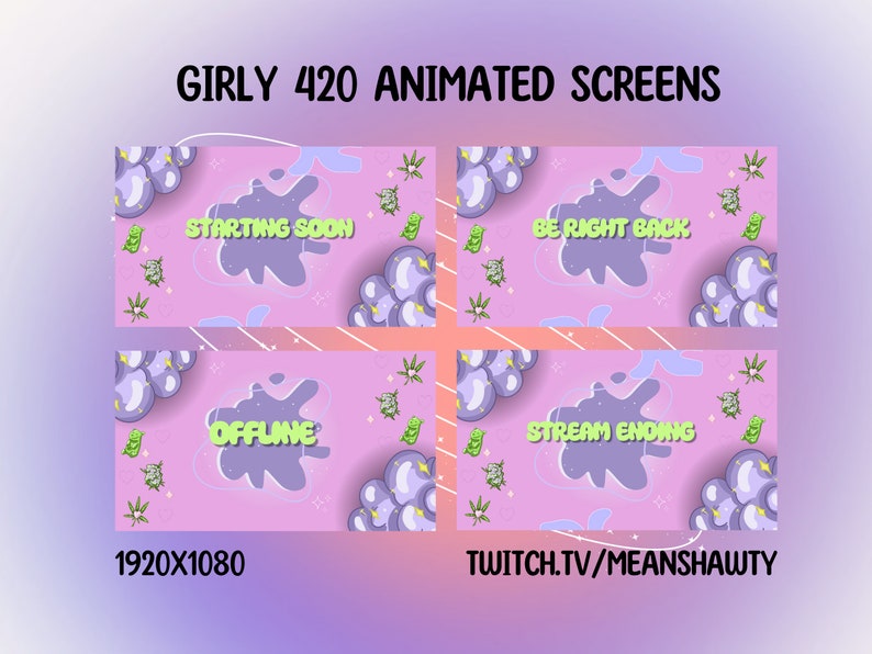420 GIRLY ANIMATED SCREENS - Etsy