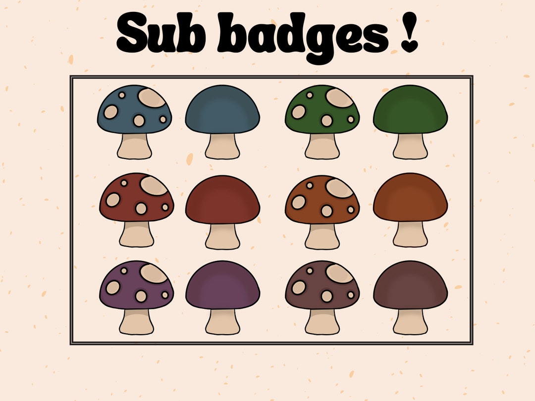 Muted Mushroom Sub Badges (twitch/youtube/discord | Bit Badges | Twitch ...
