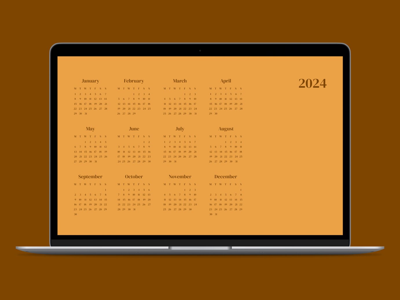 Digital Calendar 2024 Laptop Calendar PC Calendar Annual - Etsy