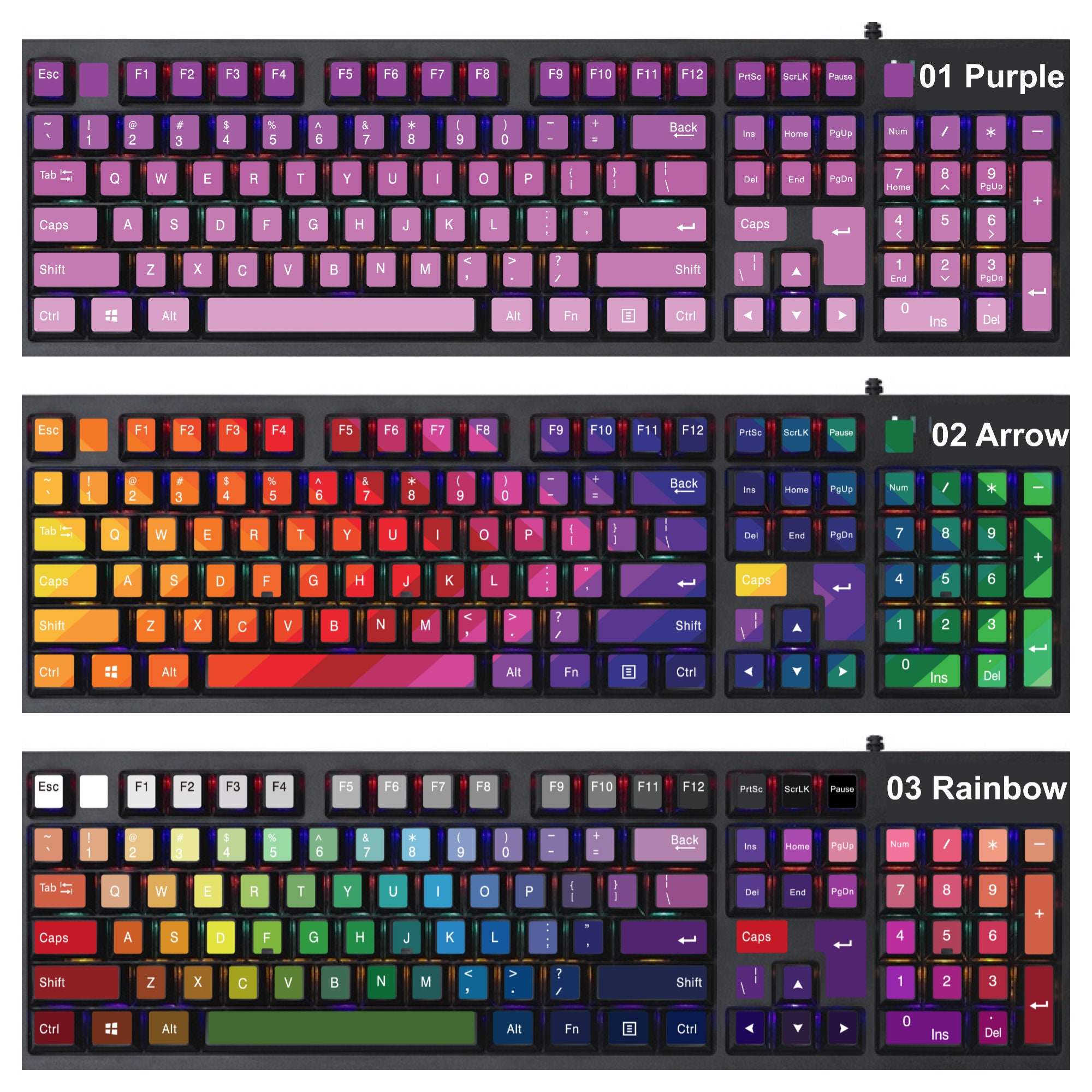 Rainbow Gradient Mechanical Keyboard Sticker: 3M Vinyl Decals - Etsy