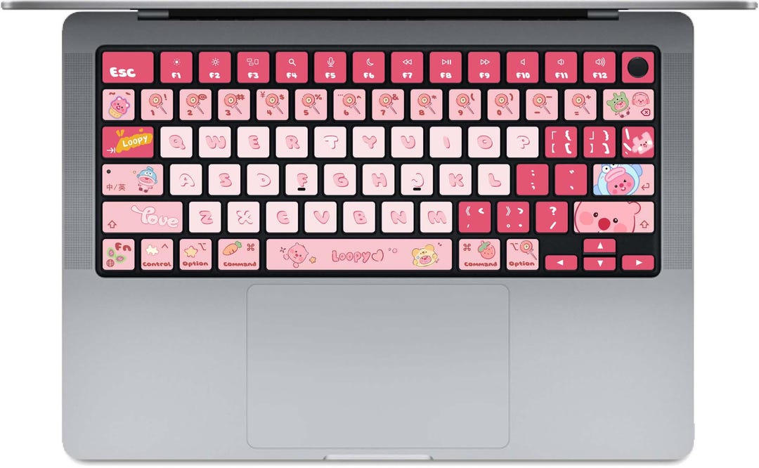Pink Cartoon MacBook Keyboard Stickers | 3M Film - Etsy