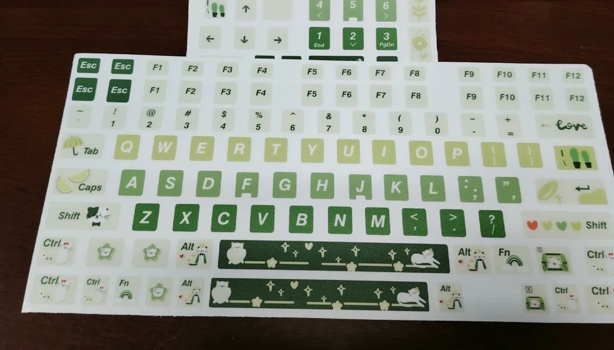 Handmade Customization Matcha Cat Keyboard Decals: 3M Vinyl Stickers ...
