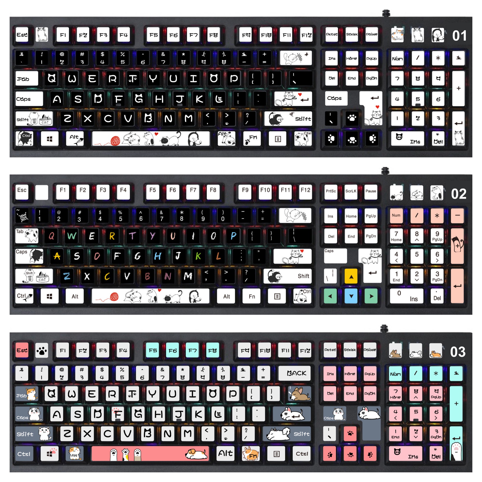 Precision-cut Cat Keyboard Stickers | 3M Vinyl Decals for Mechanical ...