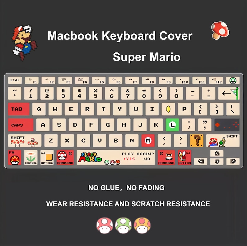 Super Mario MacBook Keyboard Cover: Protective Silicone Skin - Etsy