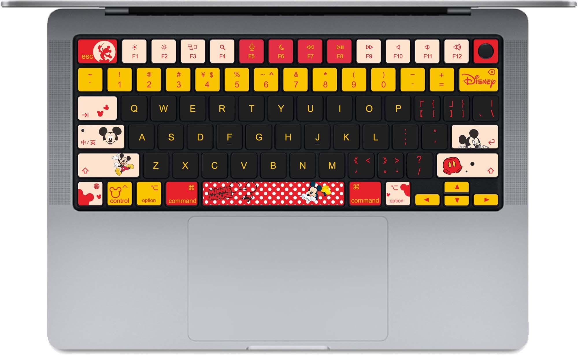 Disney Mickey Keyboard Stickers | Vibrant Red - Yellow Design | Perfect ...