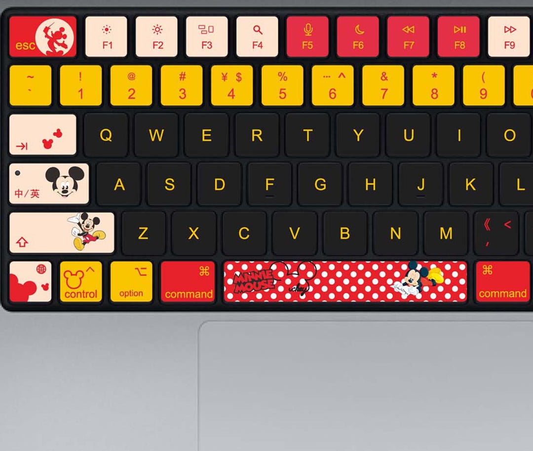 Disney Mickey Mouse MacBook Keyboard Stickers | Red & Yellow Design - Etsy