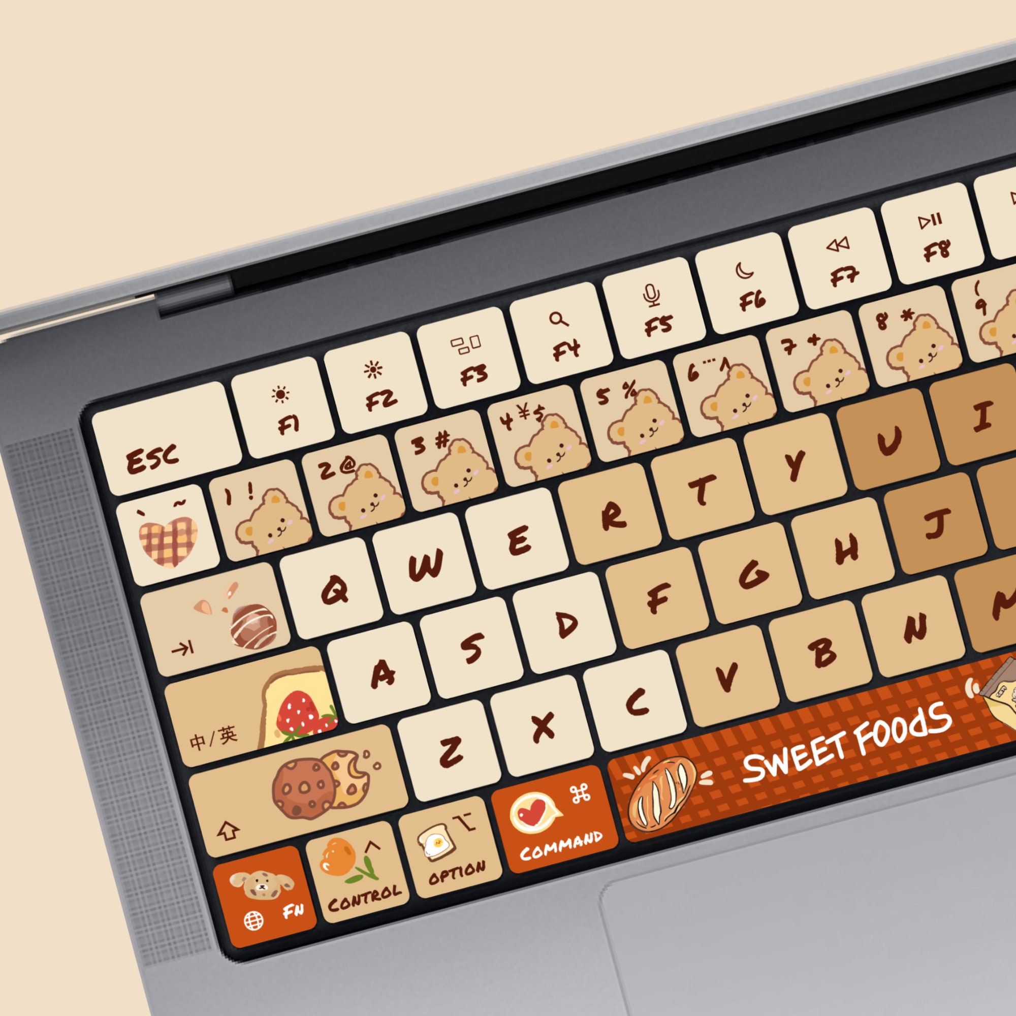 MacBook Keyboard Stickers Bear Bakery MacBook Air Vinyl Keys Skin ...