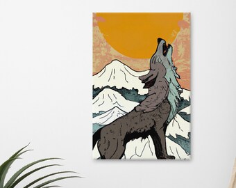 Ukiyo E Wolf Canvas - Etsy