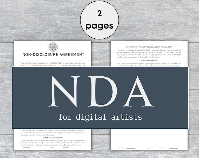 Digital Artist NDA Template NDA for Artist Non-disclosure Agreement ...