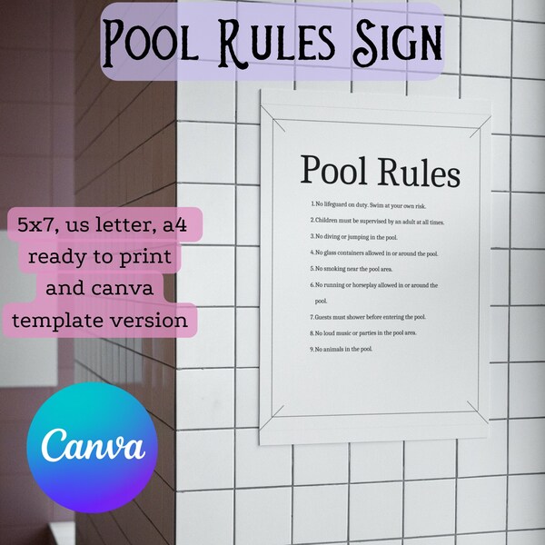 Pool Rules Sign - Etsy