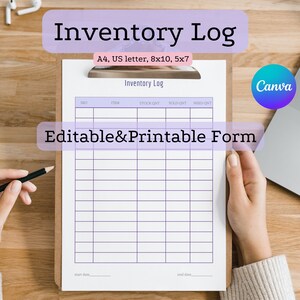 Editable Inventory Management Form Inventory Tracker PDF - Etsy Australia