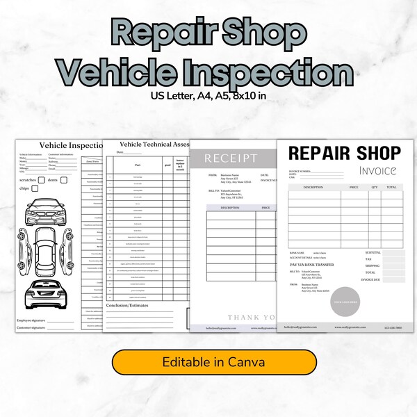 Car Inspection Form Template - Etsy