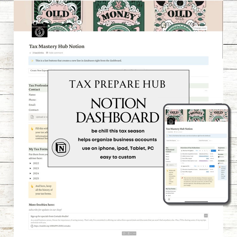 Tax Deduction Tracker Tax Return Binder Tax Return Notion Template Tax ...