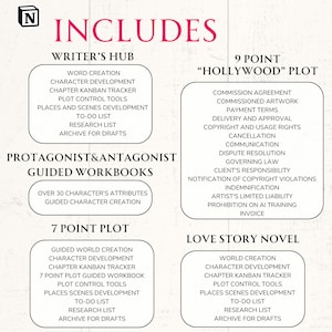 Notion Template Writer Bundle Plot Outline World Creation System for Writer Organizer Novel ...