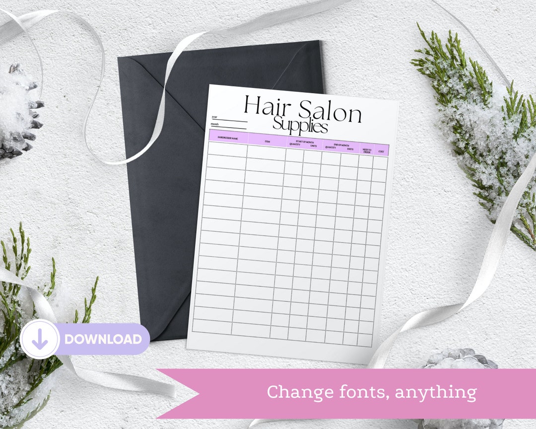 Beaty Salon Inventory Forms Editable Inventory Management Inventory ...