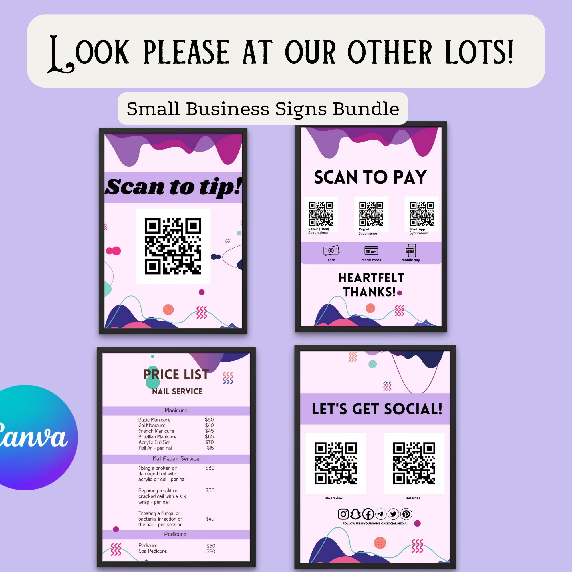 Retro Payment Sign Scan to Pay Template Sign Girlboss Printable ...