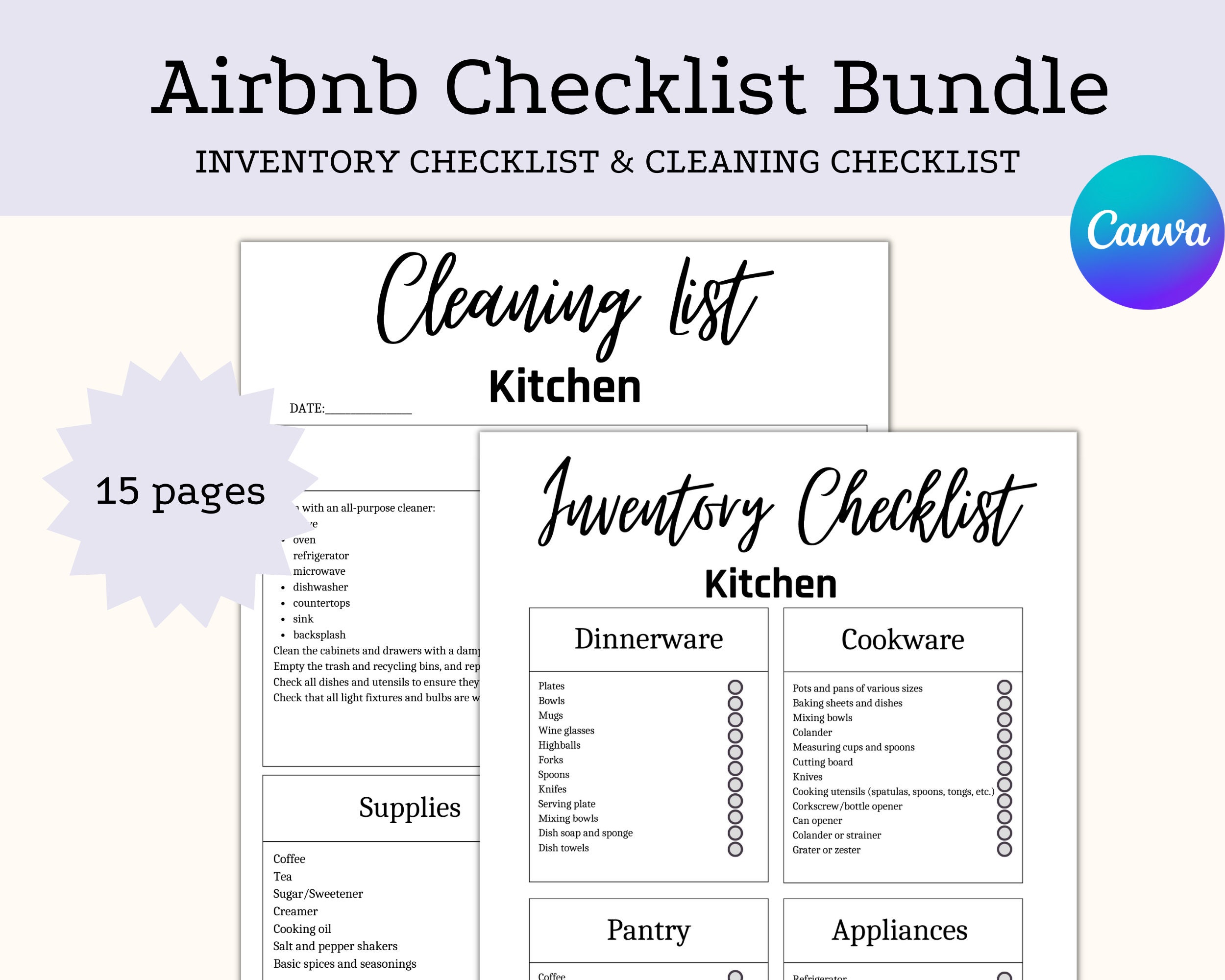 Airbnb Checklist Template Airbnb Inventory Checklist Editable Airbnb ...