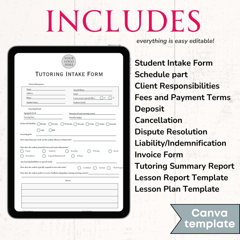 Tutoring Contract 2024 Student Intake Form Tutoring Agreement Online ...