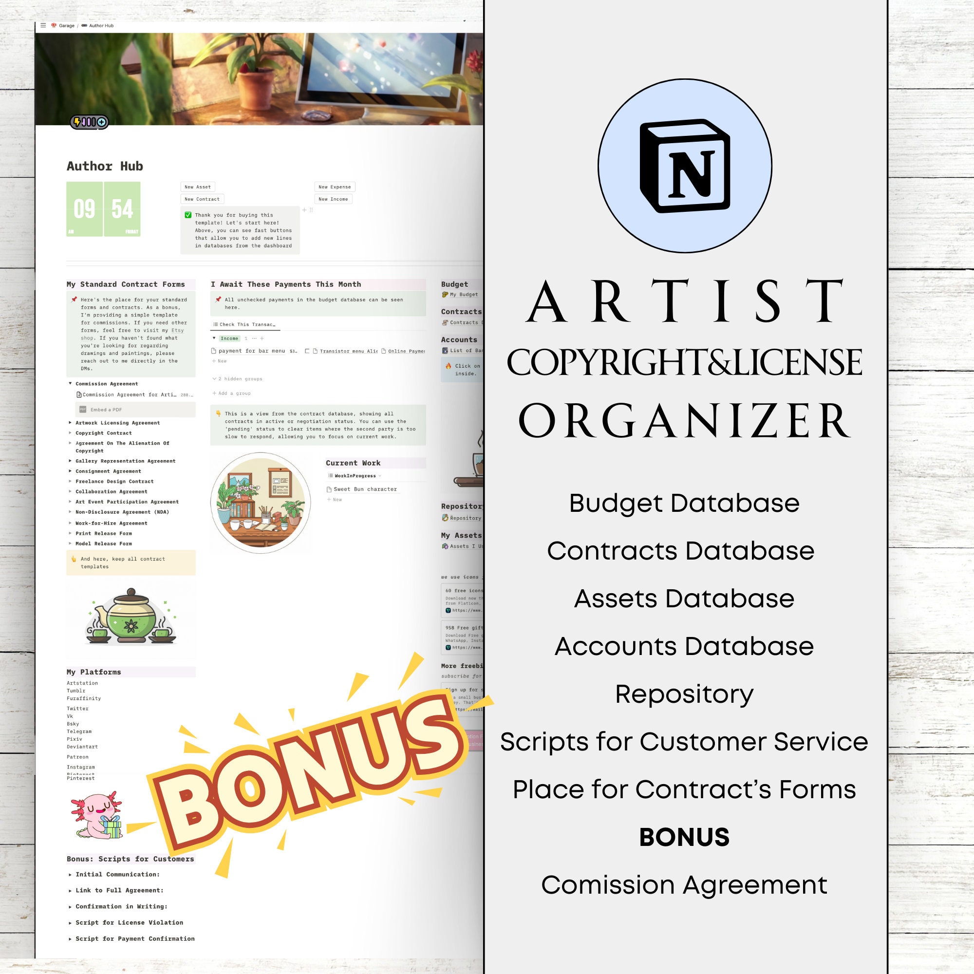 Artwork Organizer Artist Copyright and License Management Notion ...