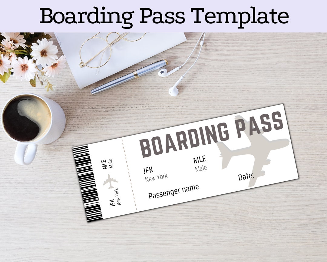 Editable Boarding Pass Template Printable Airline Ticket Canva Boarding ...