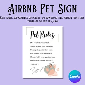 Pet Rules Sign Template Pet in Property Rules Sign Printable Airbnb Pet ...