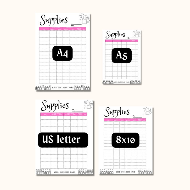 Nail Salon Forms Editable Inventory Management Form Shellac Inventory ...