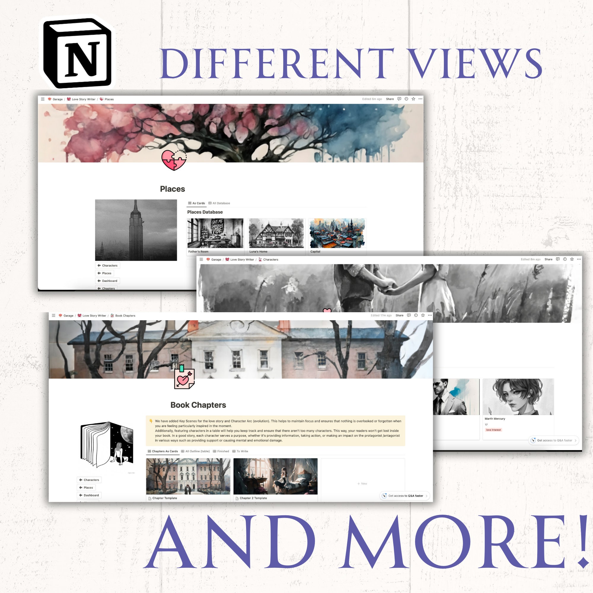 Notion Template for Writer Gift Plot Romance Novel Writing Template Notion Writing Structure ...