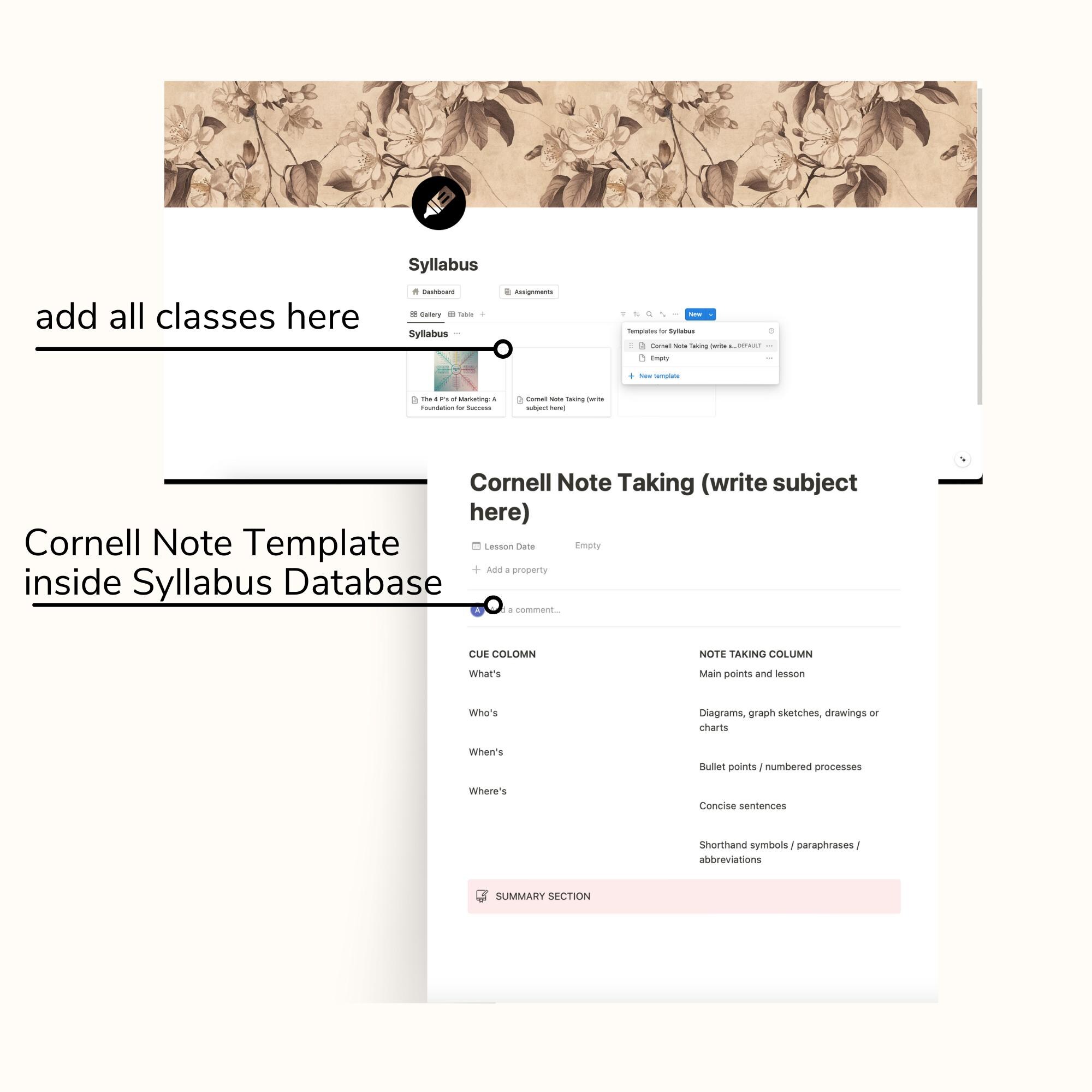 University Course Notion Template College Student Planner Academic ...