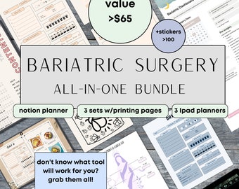 Printable Bariatric Planner Pages, Weight Tracker PDF, Food Log, Recipe ...