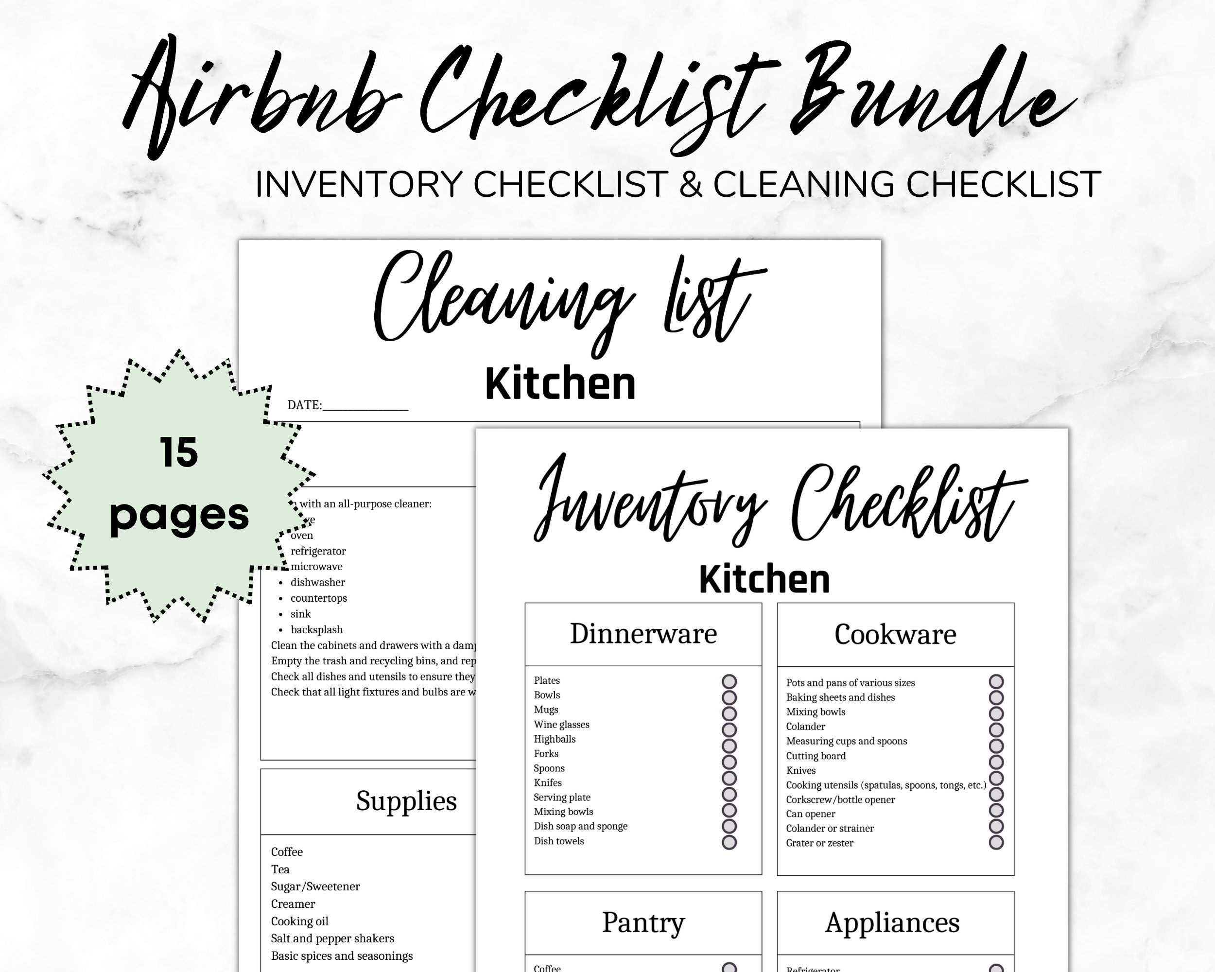 Airbnb Checklist Template Bundle Editable Airbnb Inventory - Etsy