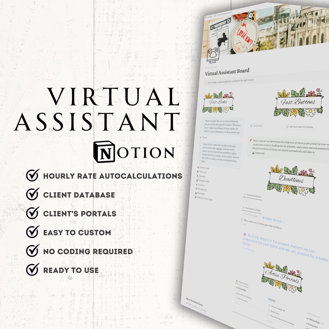 Virtual Assistant Notion Client Portal Customer Support Virtual Assistant Toolkit Virtual ...