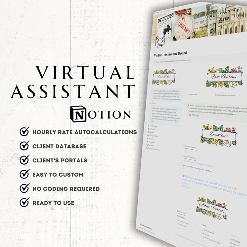 Virtual Assistant Notion Client Portal Customer Support Virtual Assistant Toolkit Virtual ...