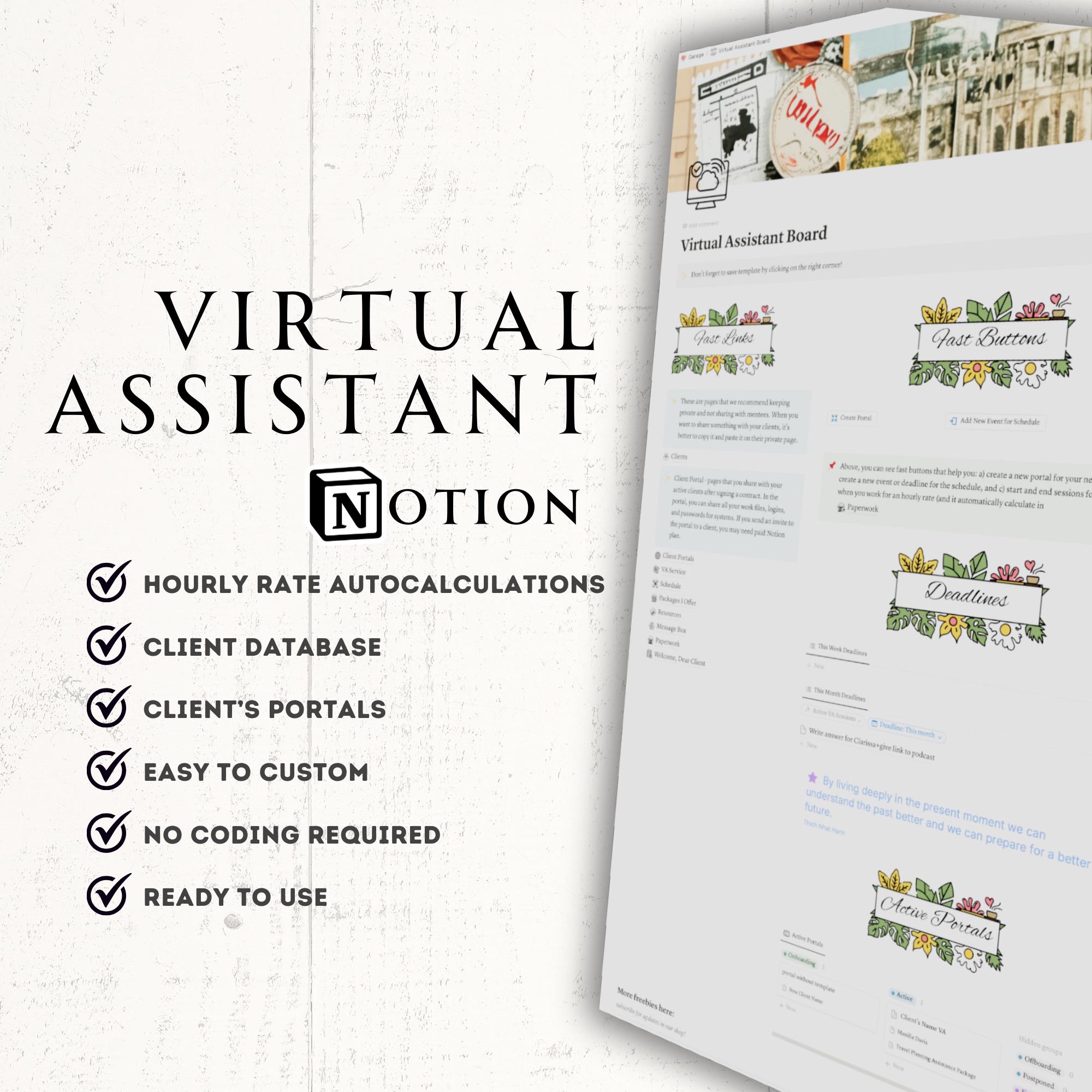 Virtual Assistant Notion Client Portal Customer Support Virtual ...