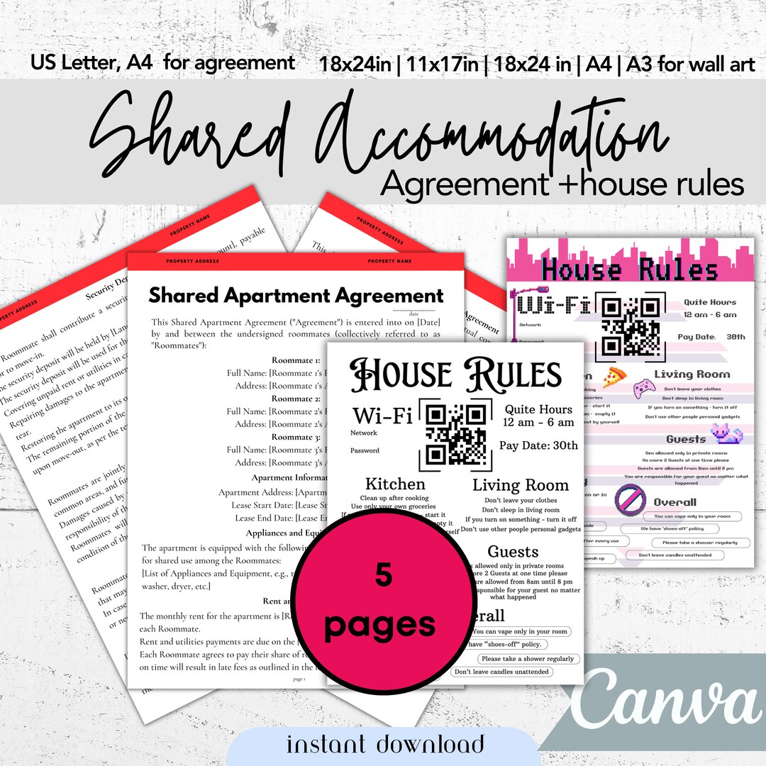 Shared Accommodation Roommate Agreement Essential Room Mate Agreement ...