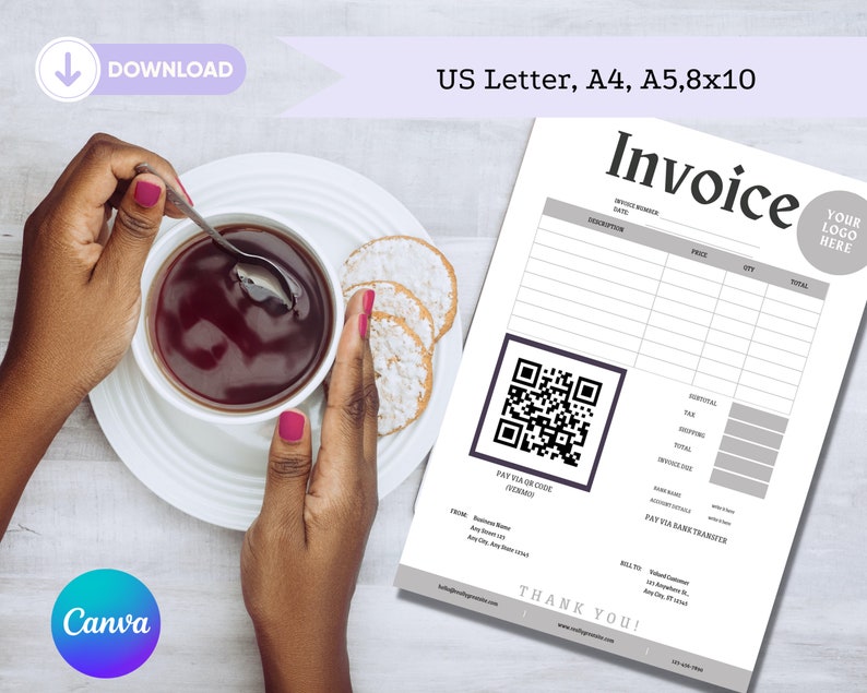 Invoice Template Scan to Pay Form Small Business Invoice - Etsy