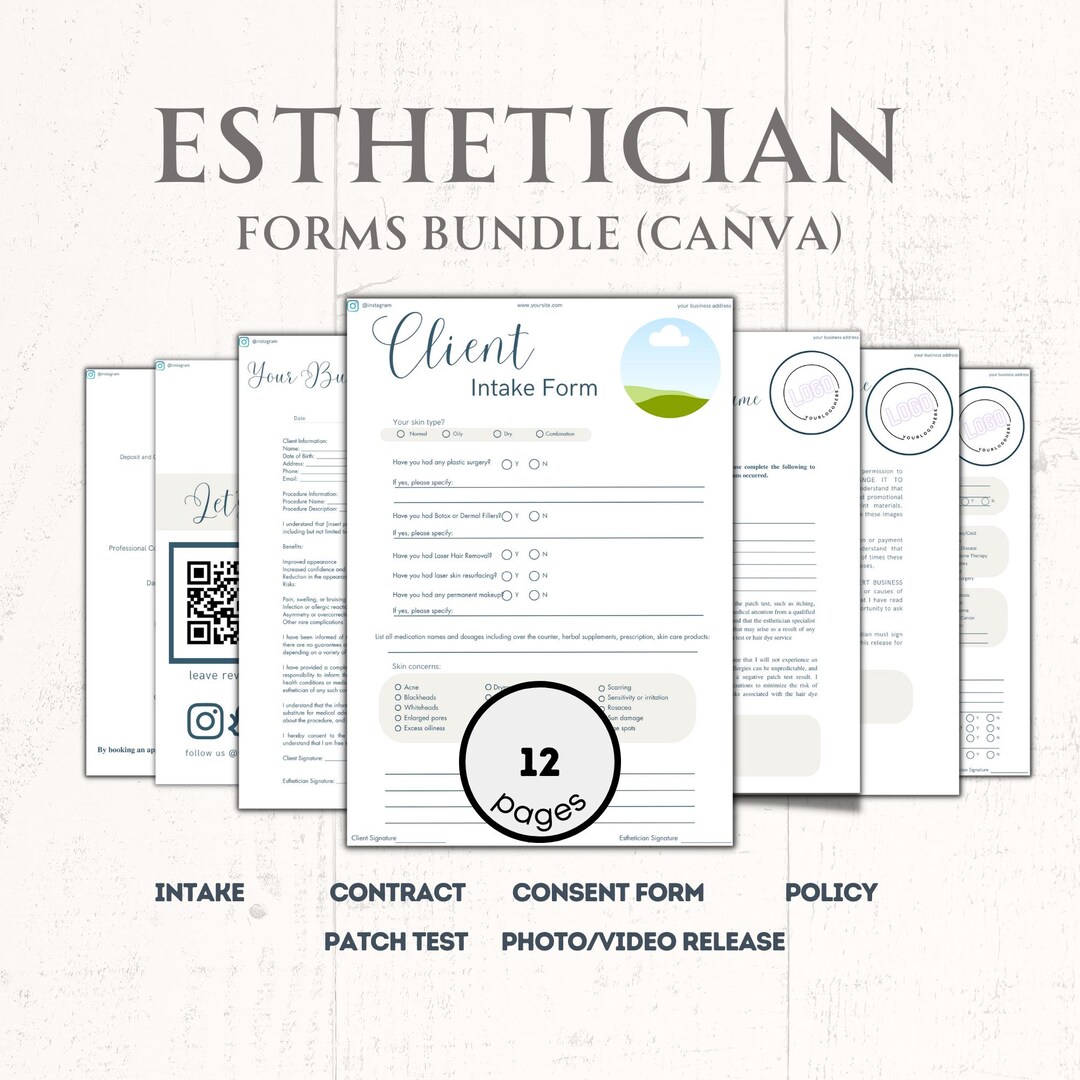 Esthetician Waiver Esthetician Client Intake Form Facial Consent Form ...